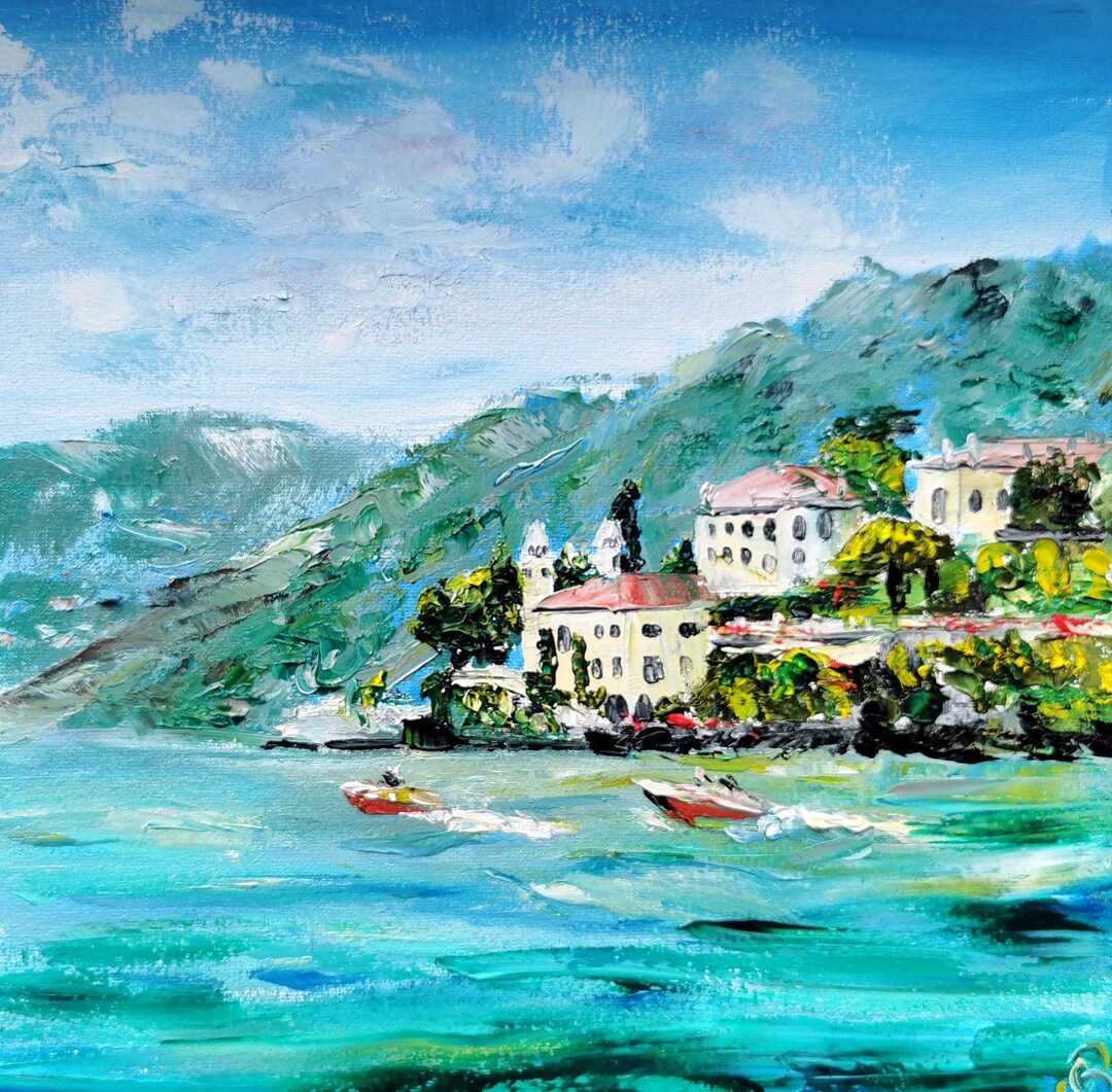 Italy Painting Original Art Plein Air Lake Como Painting Textured ...