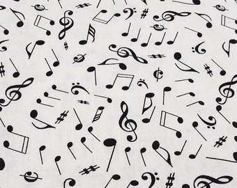Musical Notes Cotton Fabric - Etsy