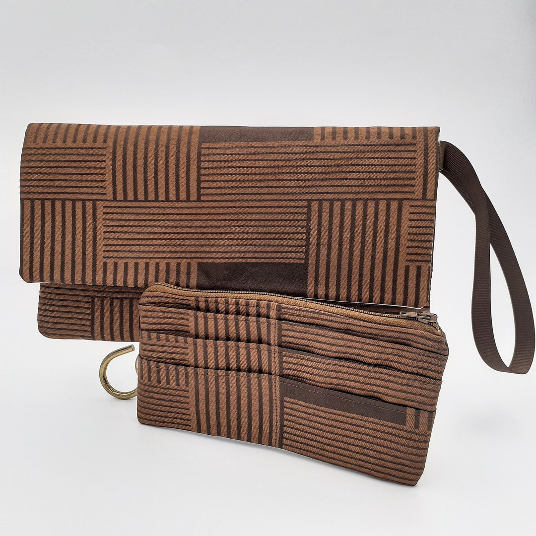 Brown Designer Wristlet Clutch Wallet Set: Cloth Slimline Style - Etsy