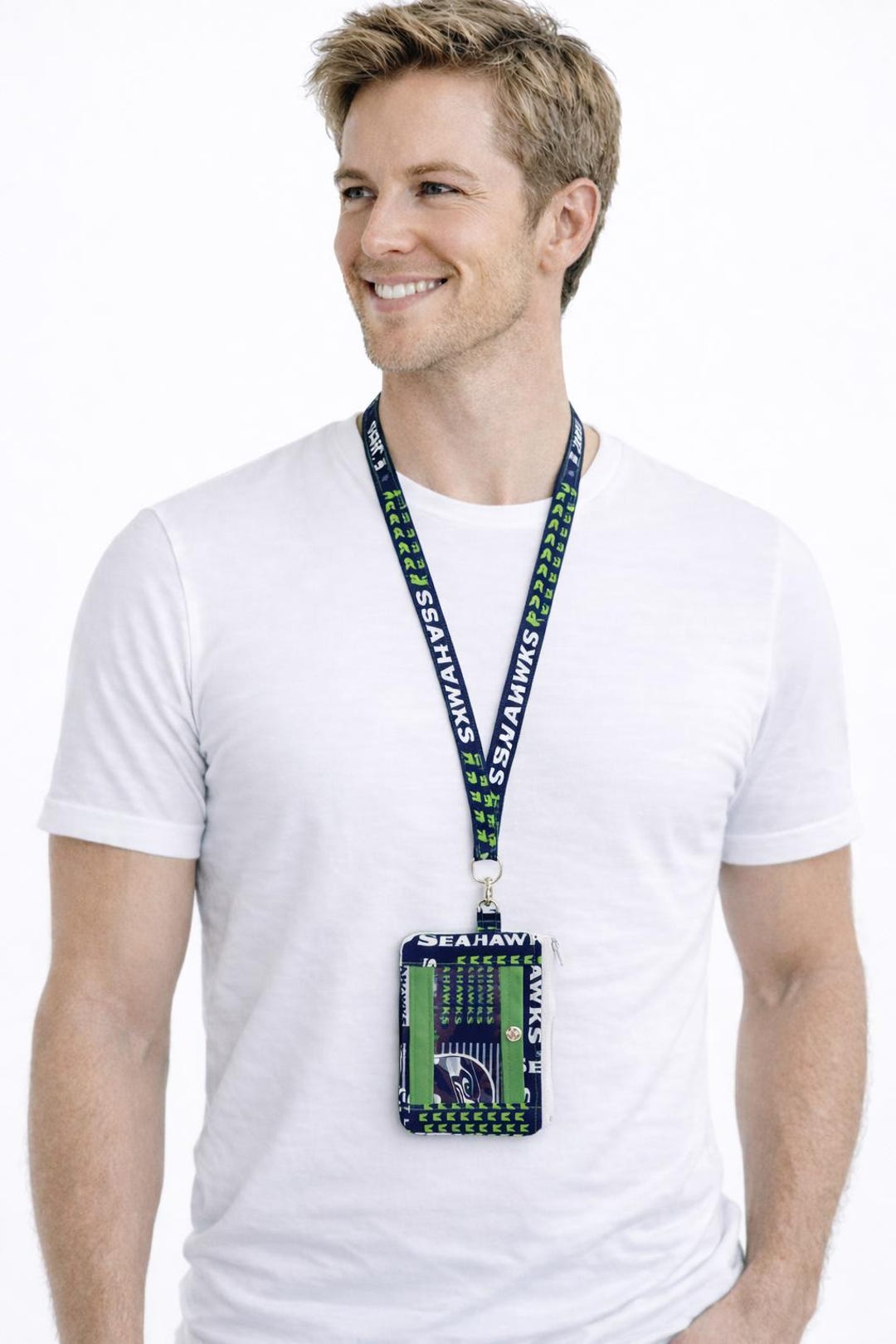 Seattle Seahawks ID Badge Holder Wallet Handmade Wristlet Nurse Gift ...