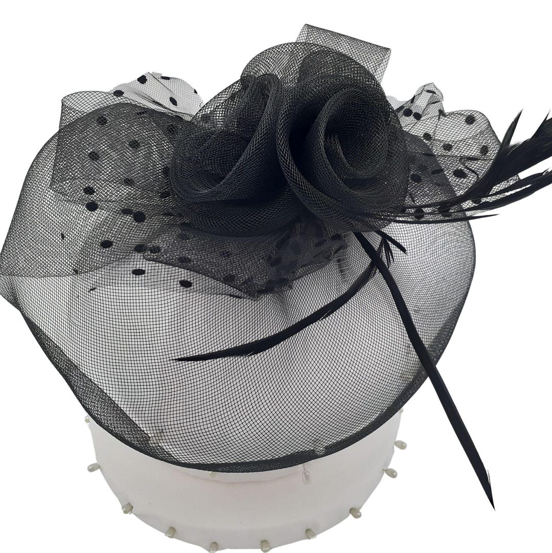 Exquisite Black Feathered Fascinator Hat| Ballooning Black Fascinator ...