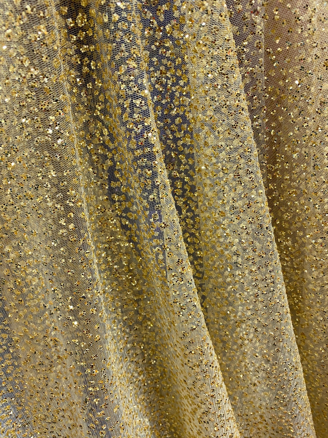 Gold Glitter Mesh Fabric With Glitter Edge 60 - Etsy