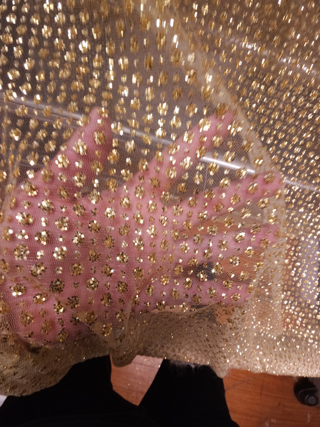 Gold Glitter Mesh Fabric With Glitter Edge 60” - Etsy