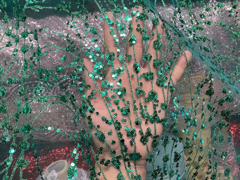 Green Glitter Mesh Fabric With Glitter Edge 60 - Etsy