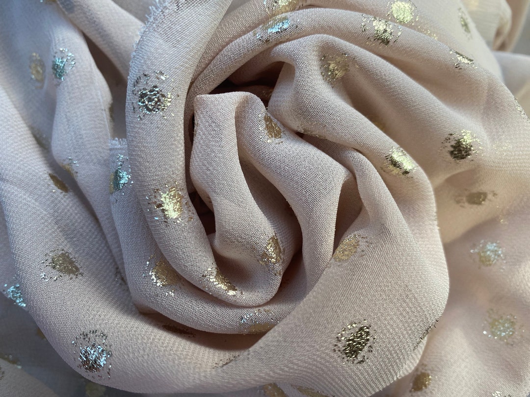 Mocha Color Chiffon W./ Gold Shimmer Polkadots - Etsy