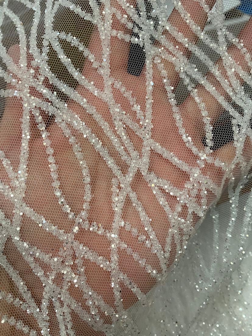 White Glitter Mesh Fabric With Glitter Edge 60 - Etsy