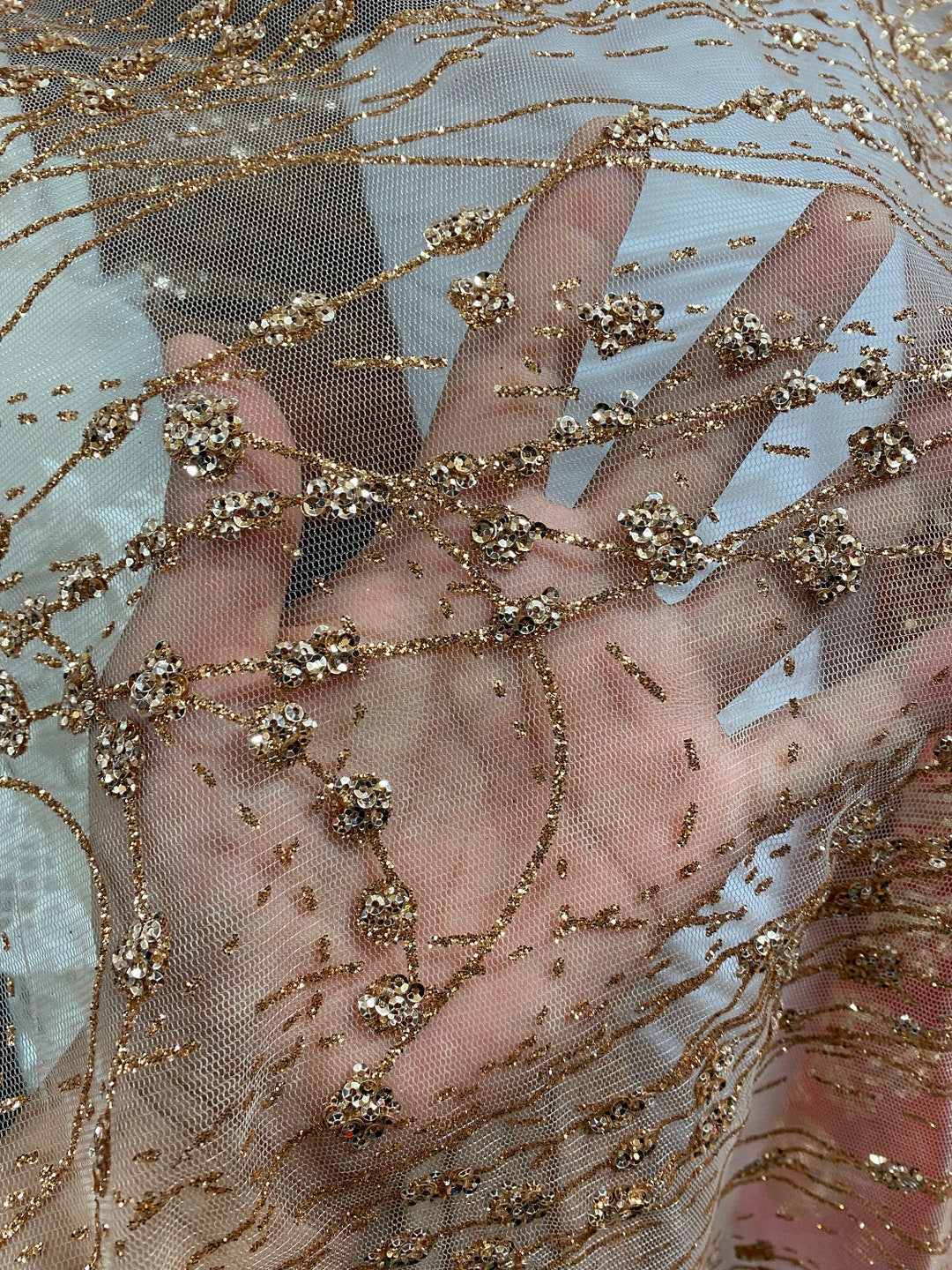 Rose Gold Glitter Mesh Fabric With Glitter Edge 60” - Etsy