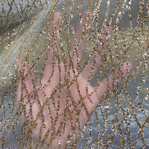 Gold Glitter Mesh Fabric With Glitter Edge 60 - Etsy