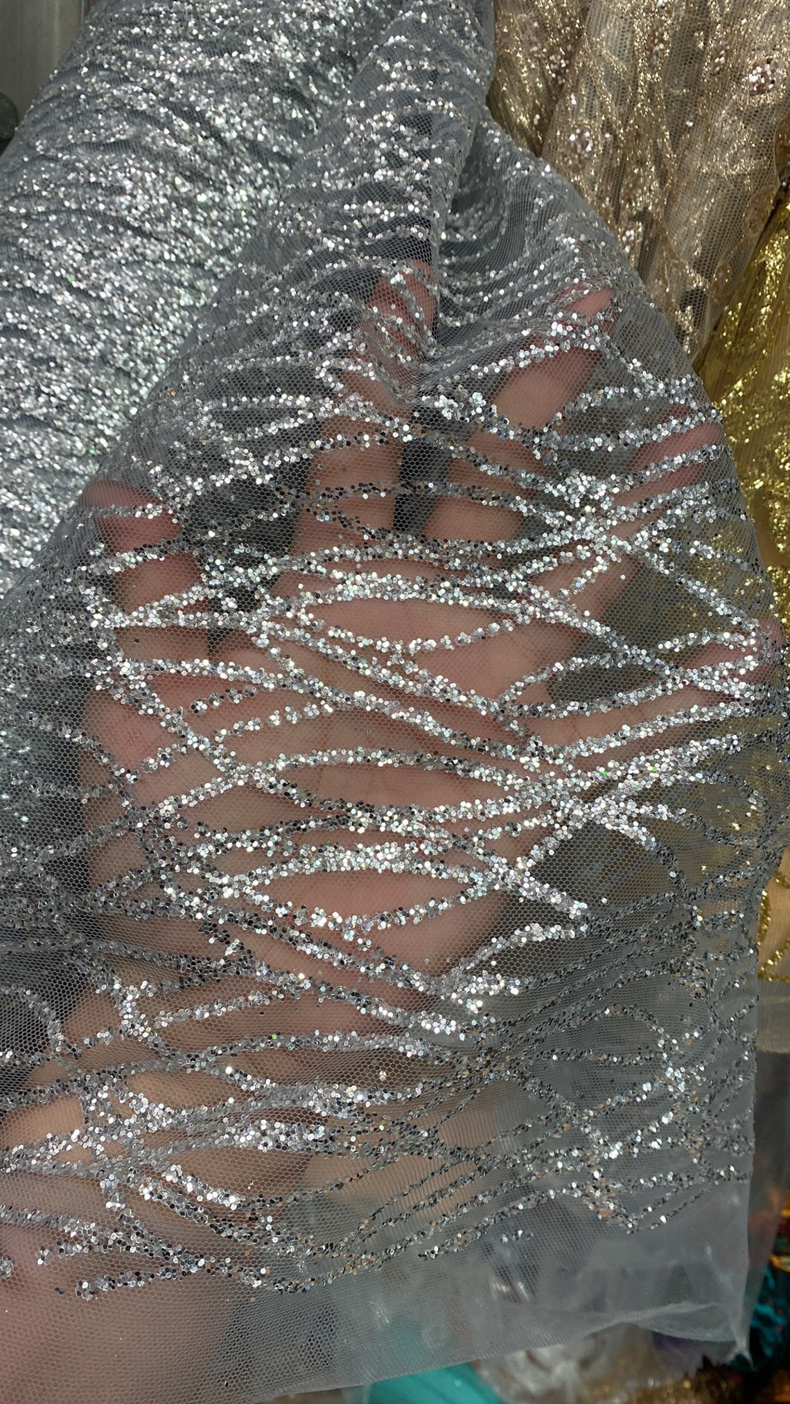 Silver Glitter Mesh Fabric With Glitter Edge 60” - Etsy