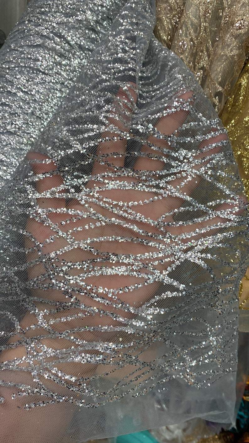Silver Glitter Mesh Fabric With Glitter Edge 60” - Etsy
