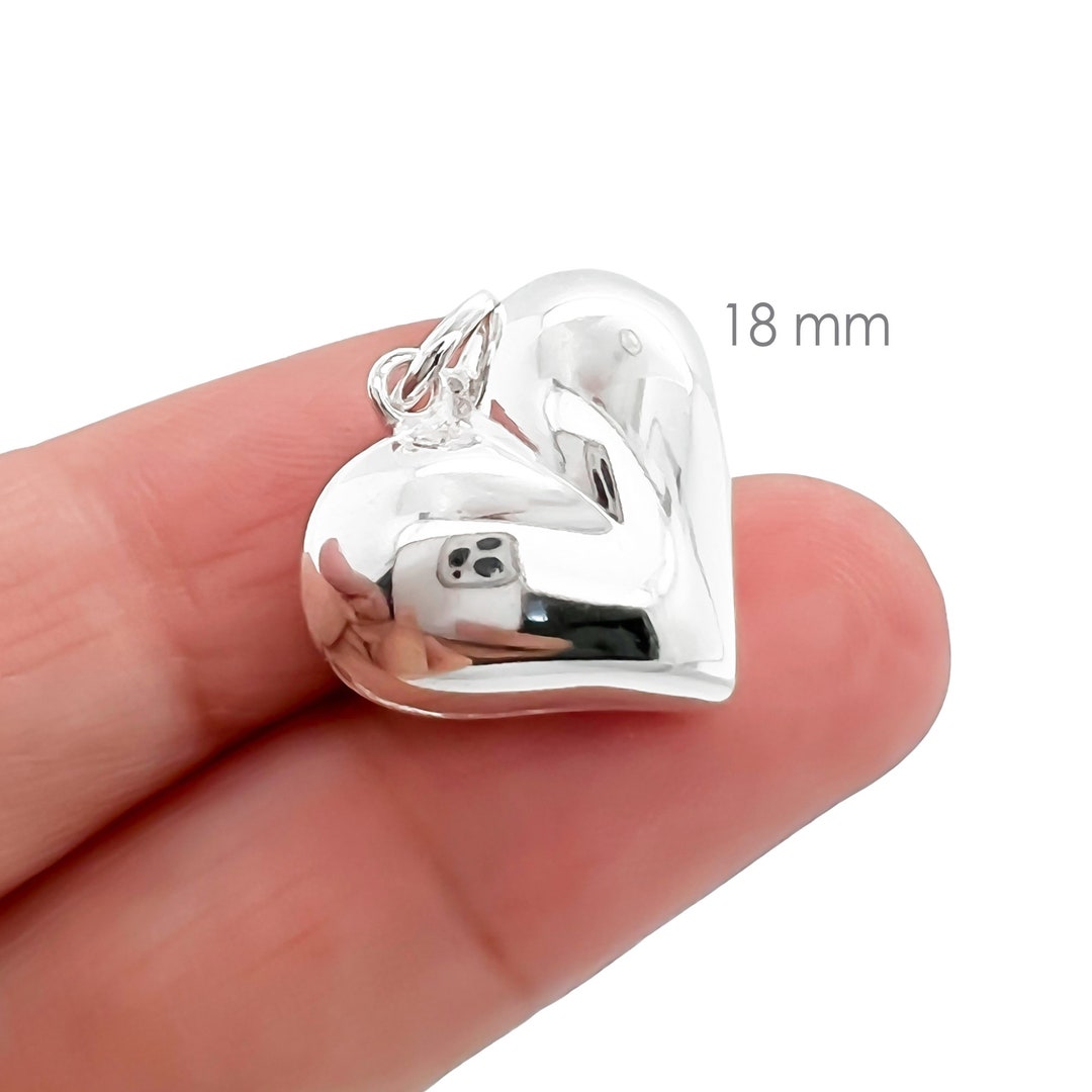 Large High Polish Sterling Silver Puffed Heart Pendant, 18mm - Etsy