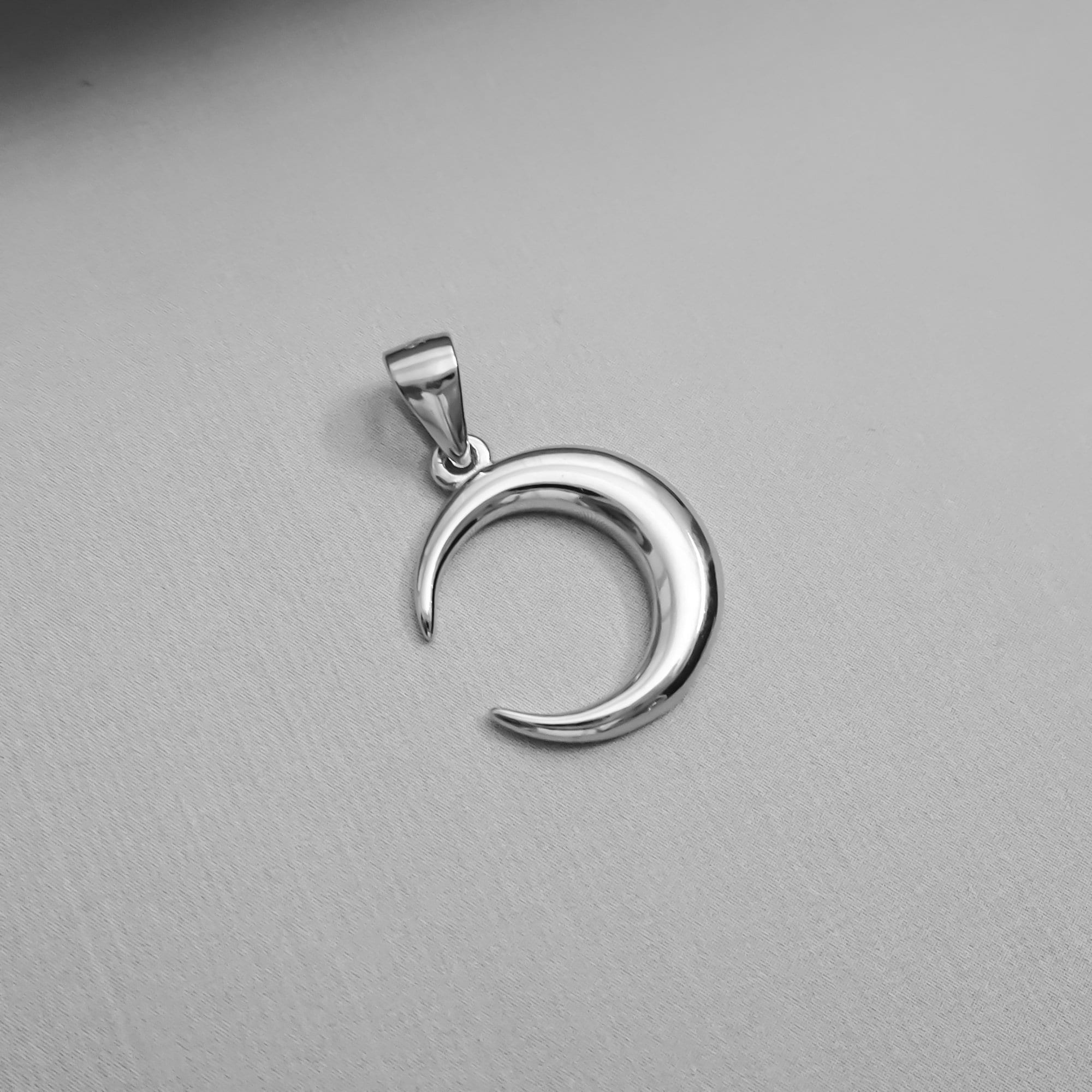 Sterling Silver Crescent Moon Pendant 14.5mm - Etsy
