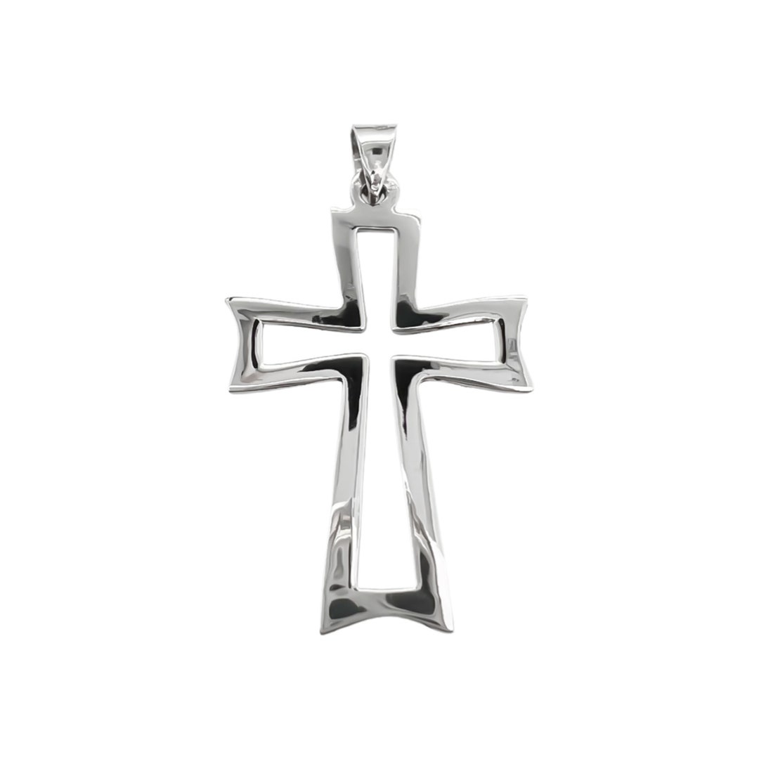 Plain Sterling Silver Open Cross Pendant, 36mm - Etsy