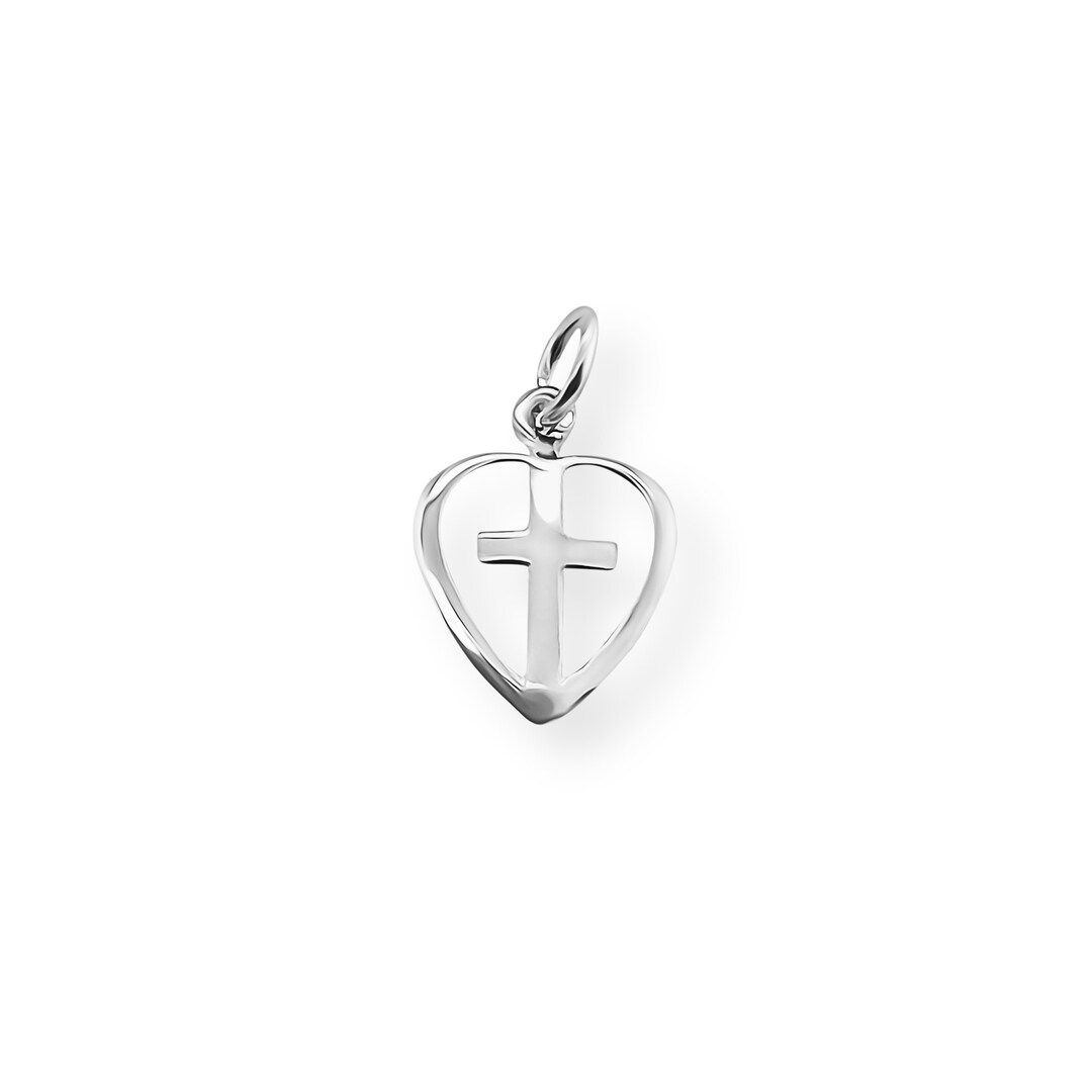 Small and Lightweight Heart With Cross Pendant and Optional Sterling ...