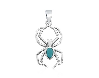 Navajo Sterling Silver Turquoise Spider Pendant Native American Jewelry ...