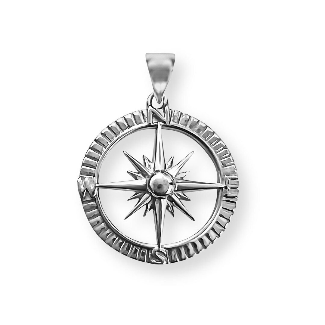 925 Sterling Silver Compass Pendant, 21mm - Etsy