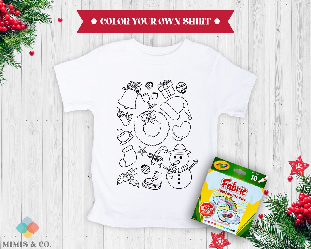 Christmas Coloring Shirt for Kids - Kids Coloring Shirt - Craft for ...