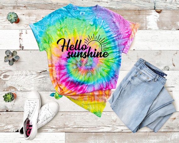 Tie Dye Shirt Hello Sunshine Shirt Women Shirt Tye Dye Summer Rainbow Tie Dye Tie Dye Shirt Women Gift Tie Dye Custom Etsy
