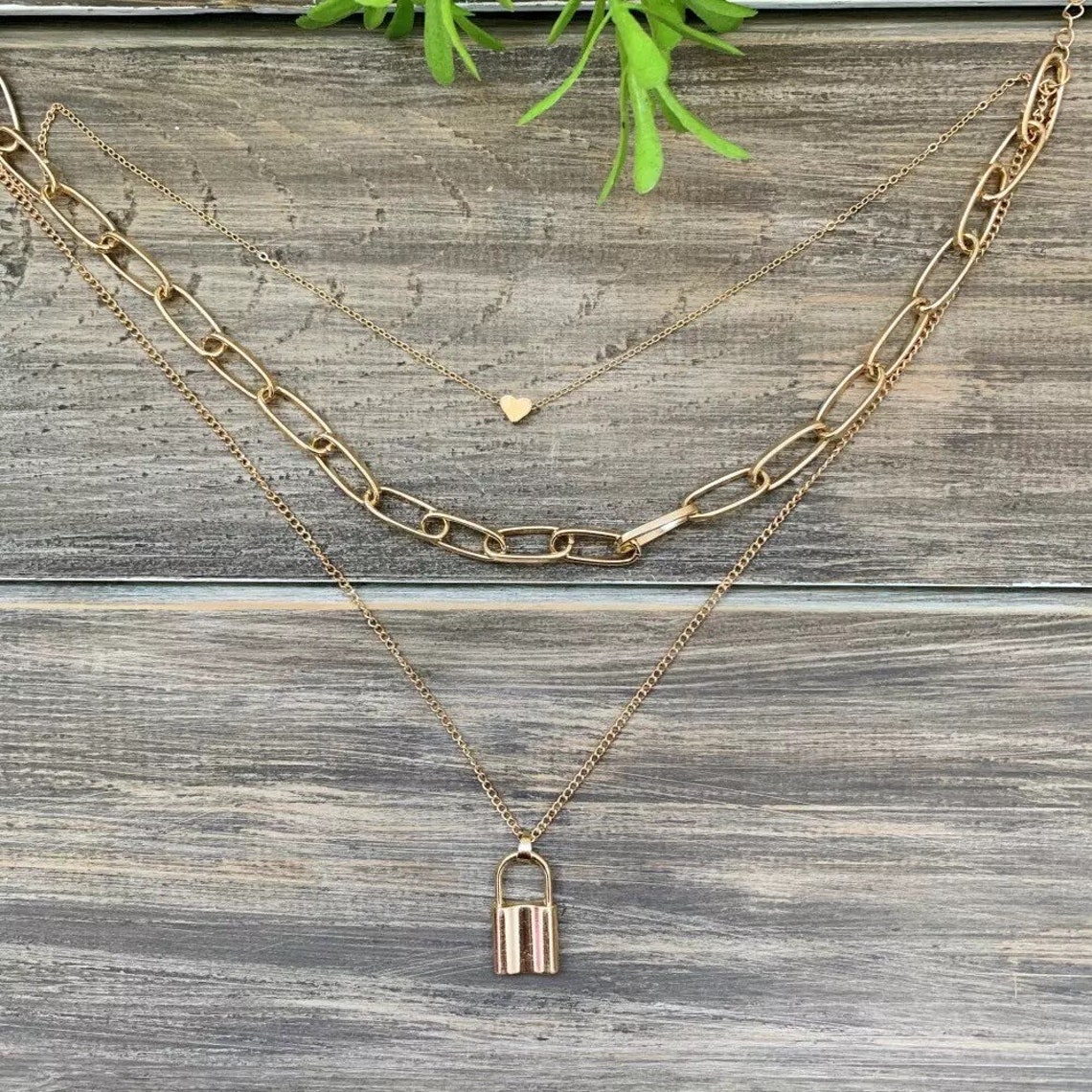 Gold Paperclip Layered Necklace - Etsy