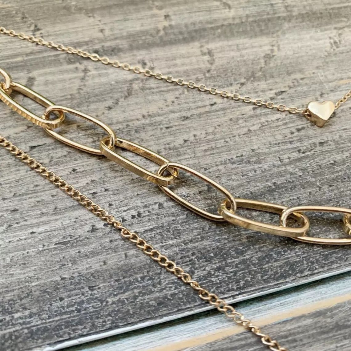 Gold Paperclip Layered Necklace - Etsy