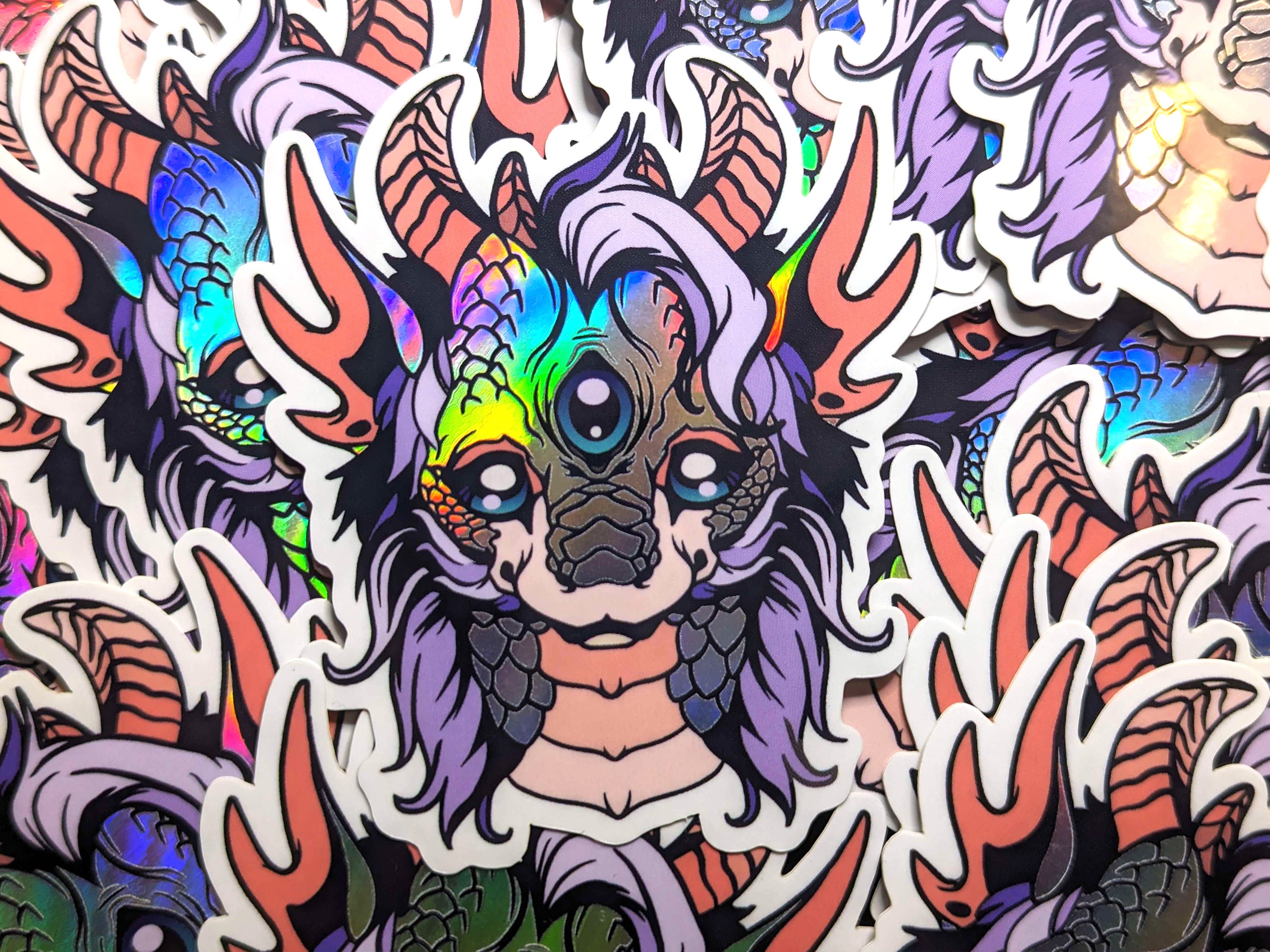 Shimmer Vinyl Sticker Third-eye Dragon - Etsy