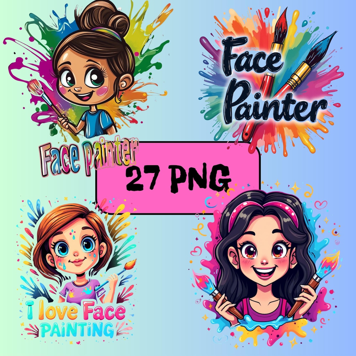Face Painter Clipart, I Love Face Painting Png, Face Paint Digital ...