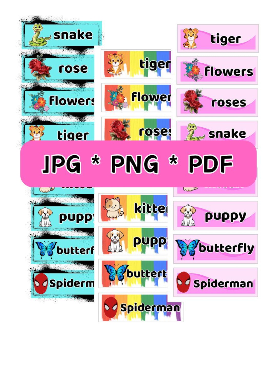 Face Painting Word Menu Board, 24 Designs 3 Color Schemes, Digital ...