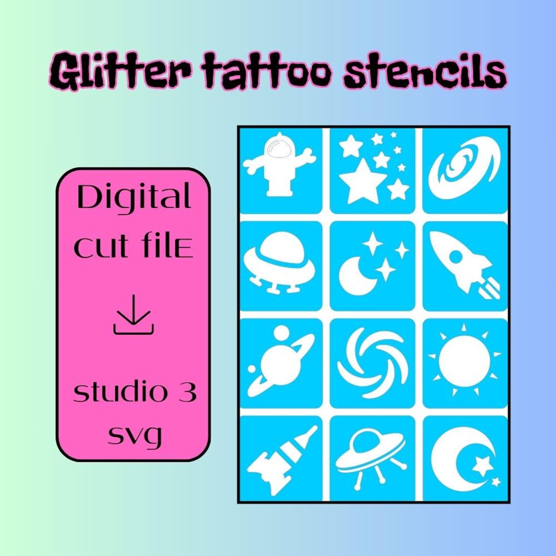 12 Cosmos Glitter Tattoo Stencils SVG - Digital Cut File for Cricut ...