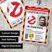Personalized Ghostbusters Movie ID Card - Replica Prop, Halloween ...