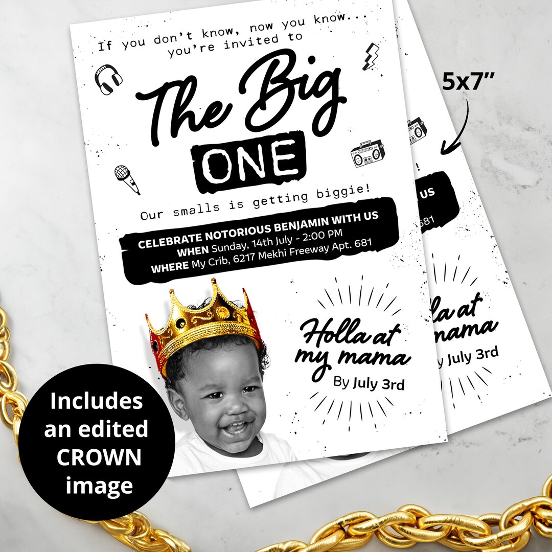 The Notorious One Invitation, First Year Invitation, Personalized Photo ...
