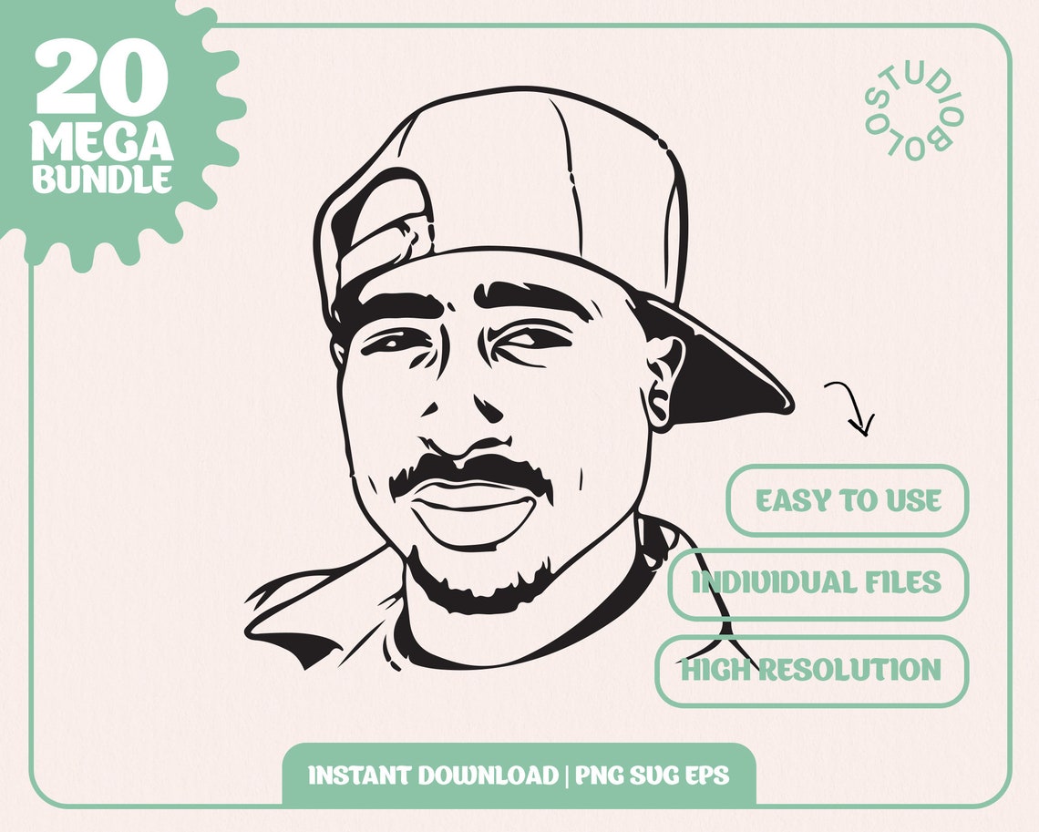 Tupac Mega Svg Bundle Pack 20 Illustrations 2pac Cut File - Etsy