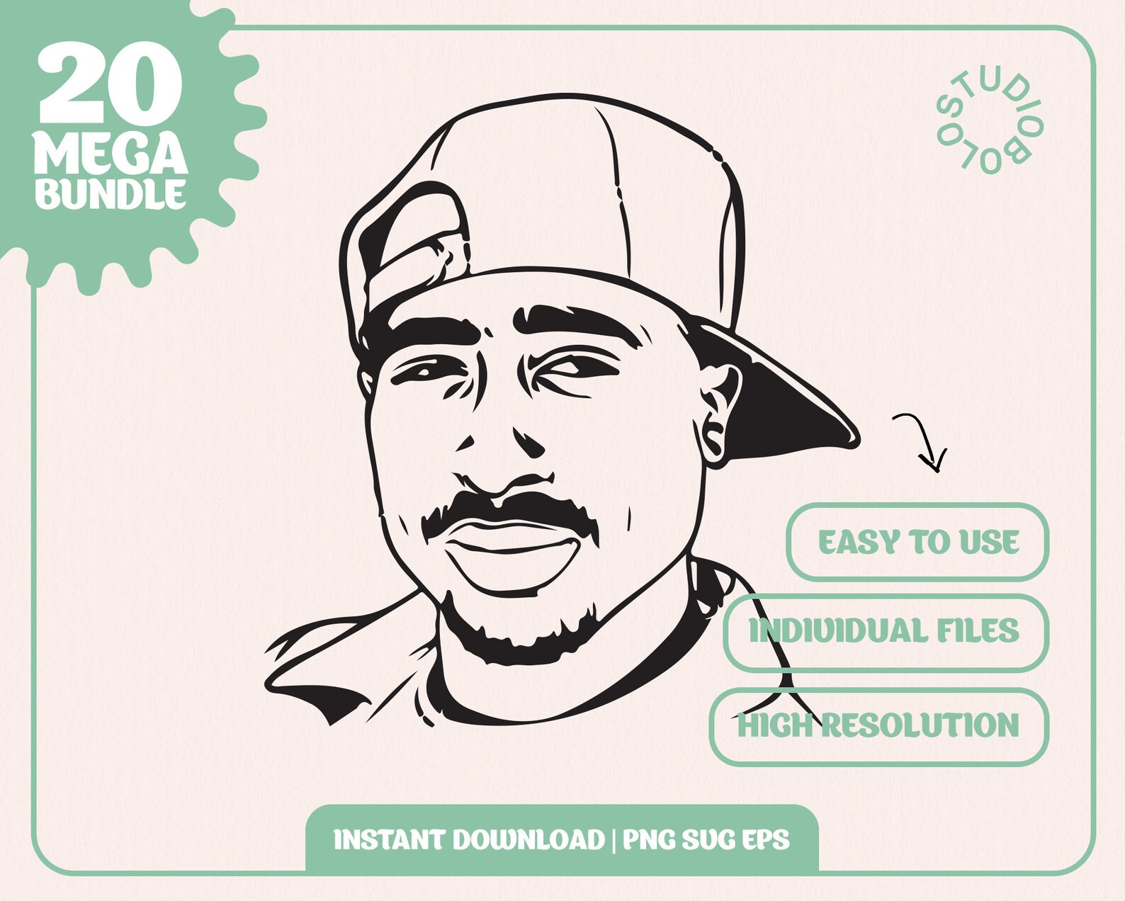 Tupac Mega Svg Bundle Pack 20 Illustrations 2pac Cut File - Etsy