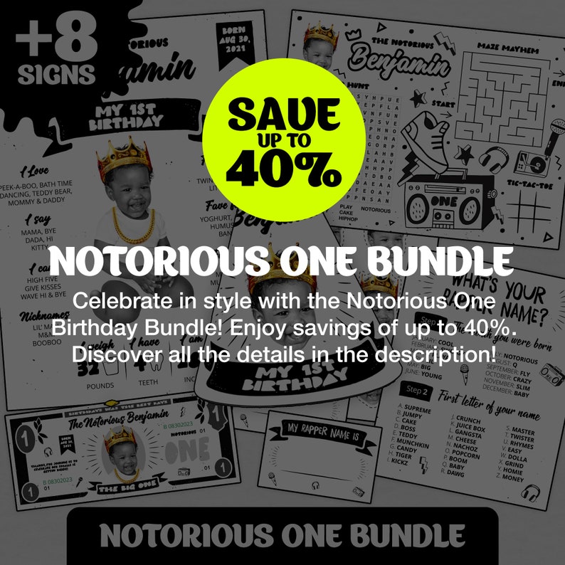 Notorious ONE Svg 9 Different Illustration Files Theme - 1st Birthday ...