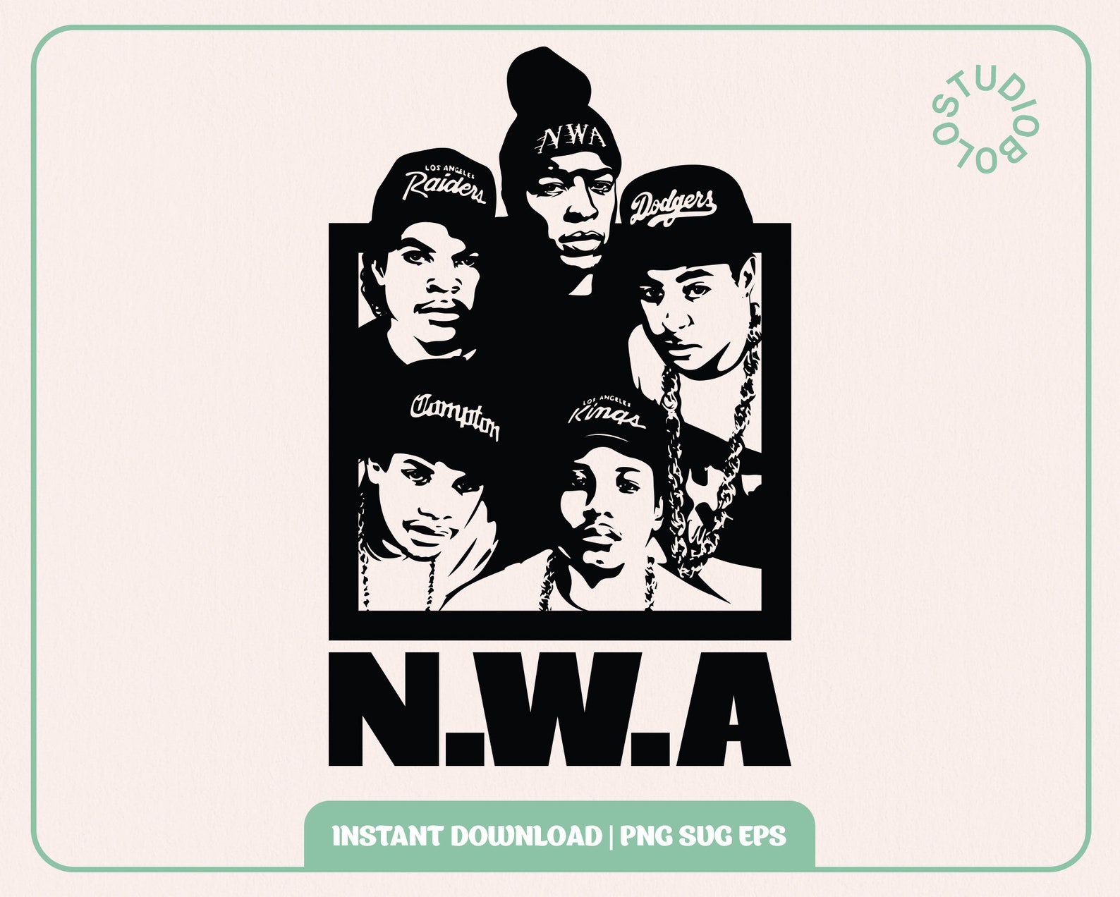NWA Hiphop 90s Svg Illustration Dr Dre Ice Cube Eazy-e Cut File, Svg ...