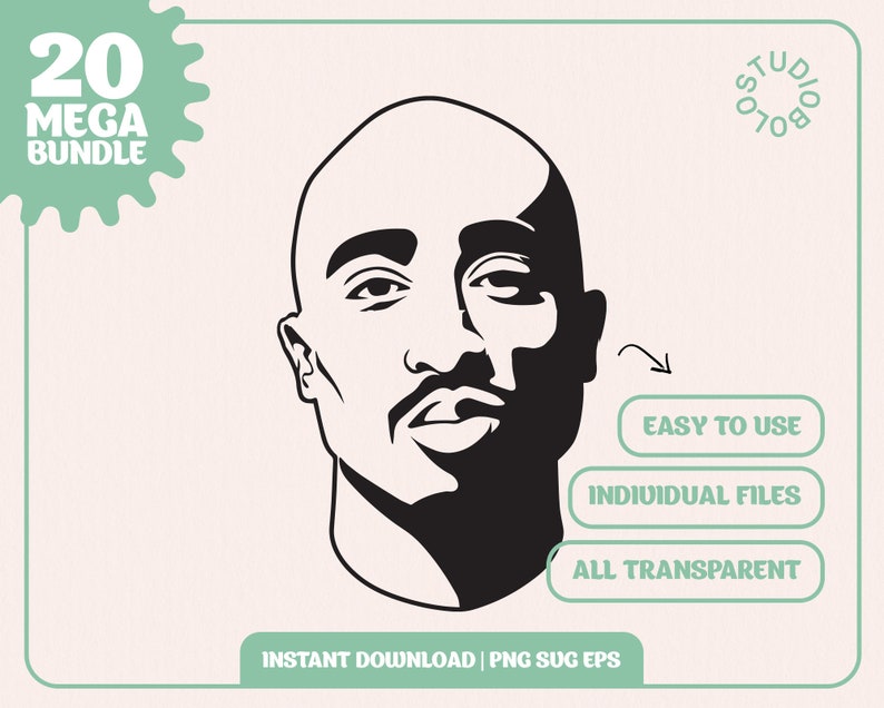 Tupac Mega Svg Bundle Pack 20 Illustrations 2pac Cut File - Etsy