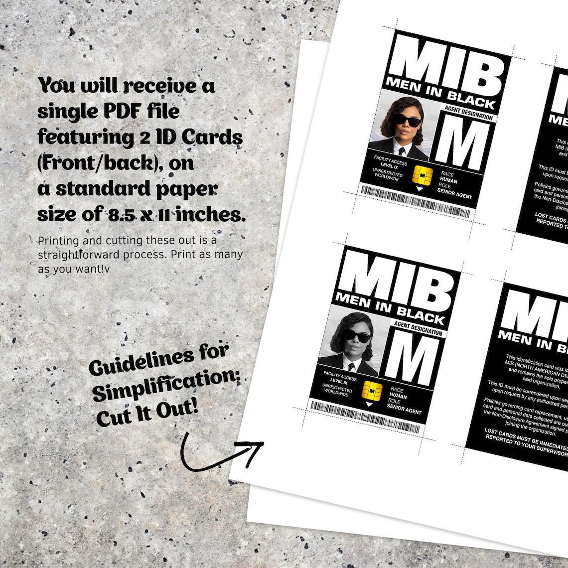 MIB Special Agent M Men in Black ID Card - Replica Prop, Halloween ...