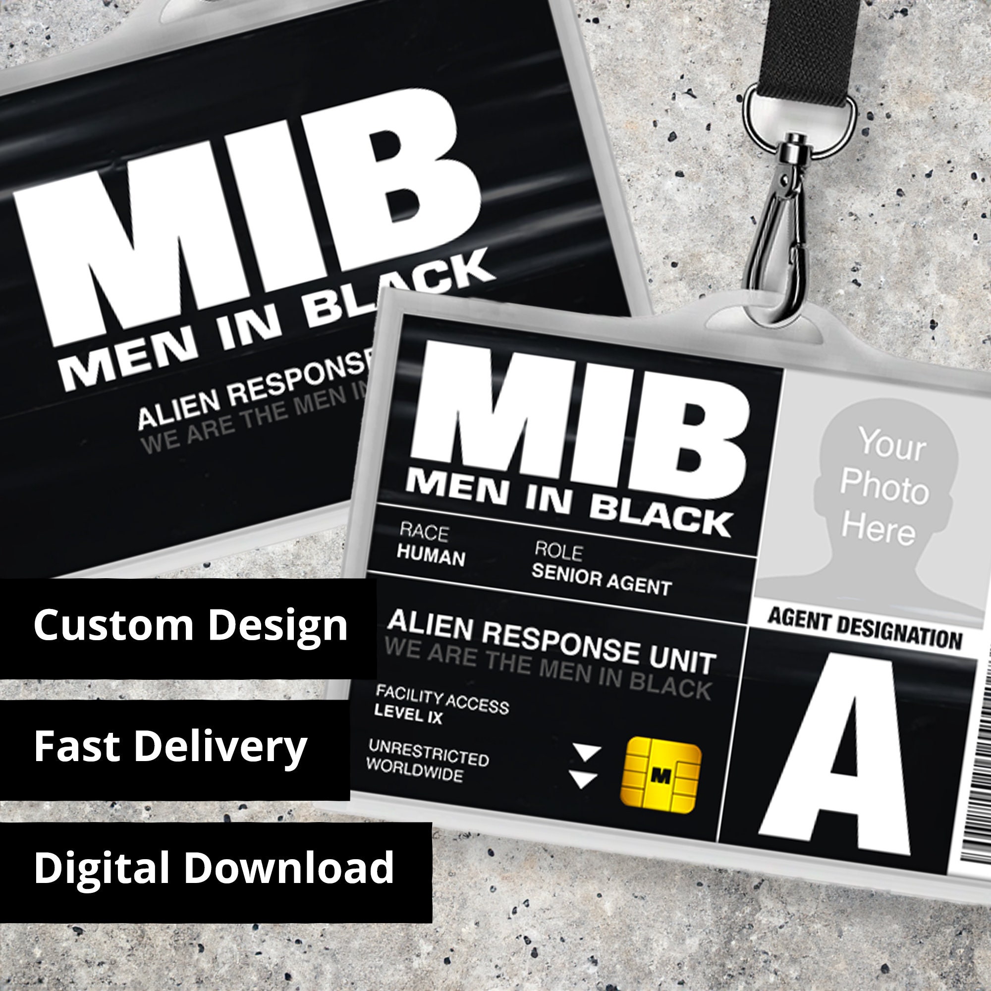 Personalized MIB Men in Black ID Card Personalized Agent - Replica Prop, Halloween Costume ...
