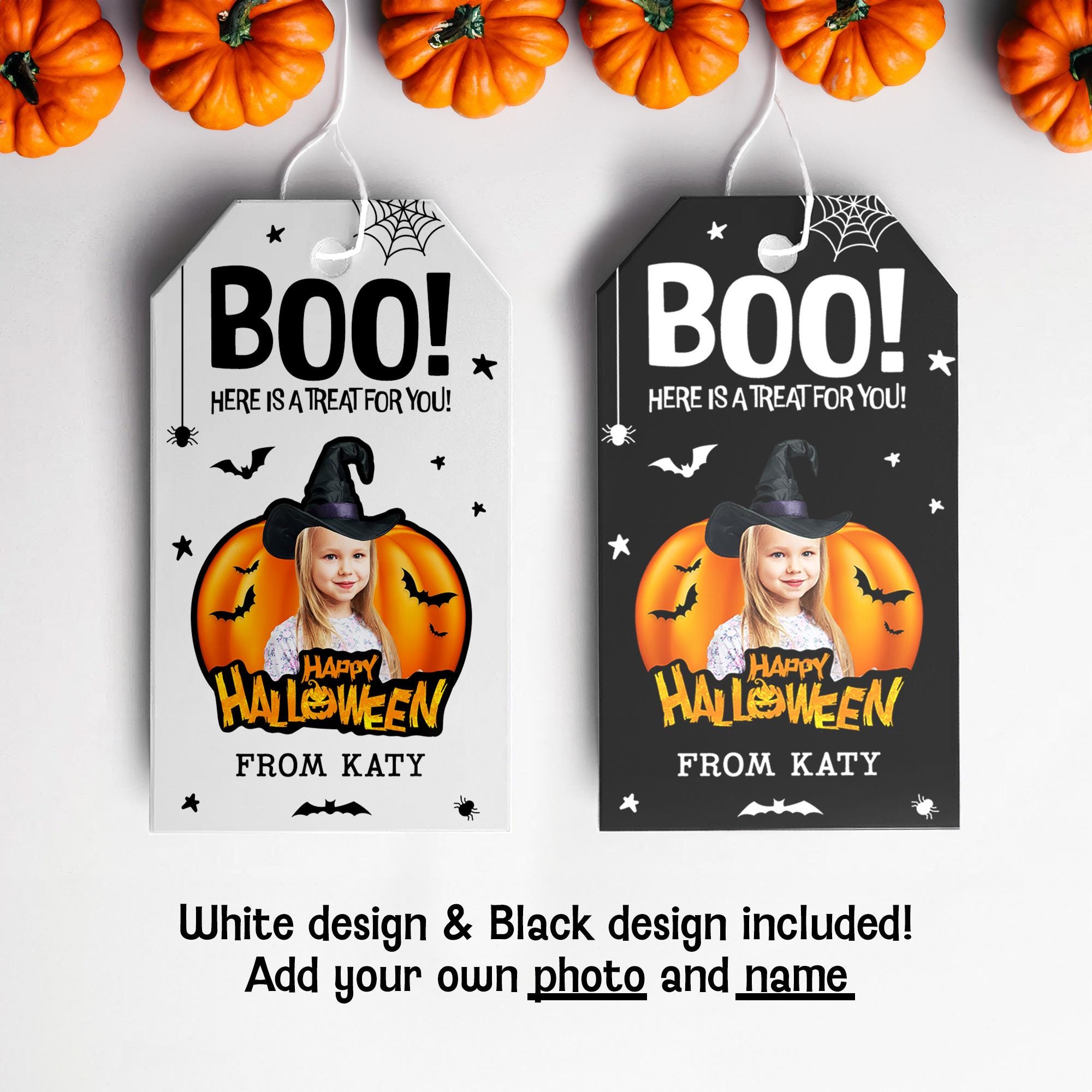 Personalized Halloween Gift Tag, Photo Halloween Favor Tag, Trick or ...