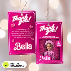 Pink Doll Sparkle Fashion Doll Box Photo Birthday Thankyou Card ...