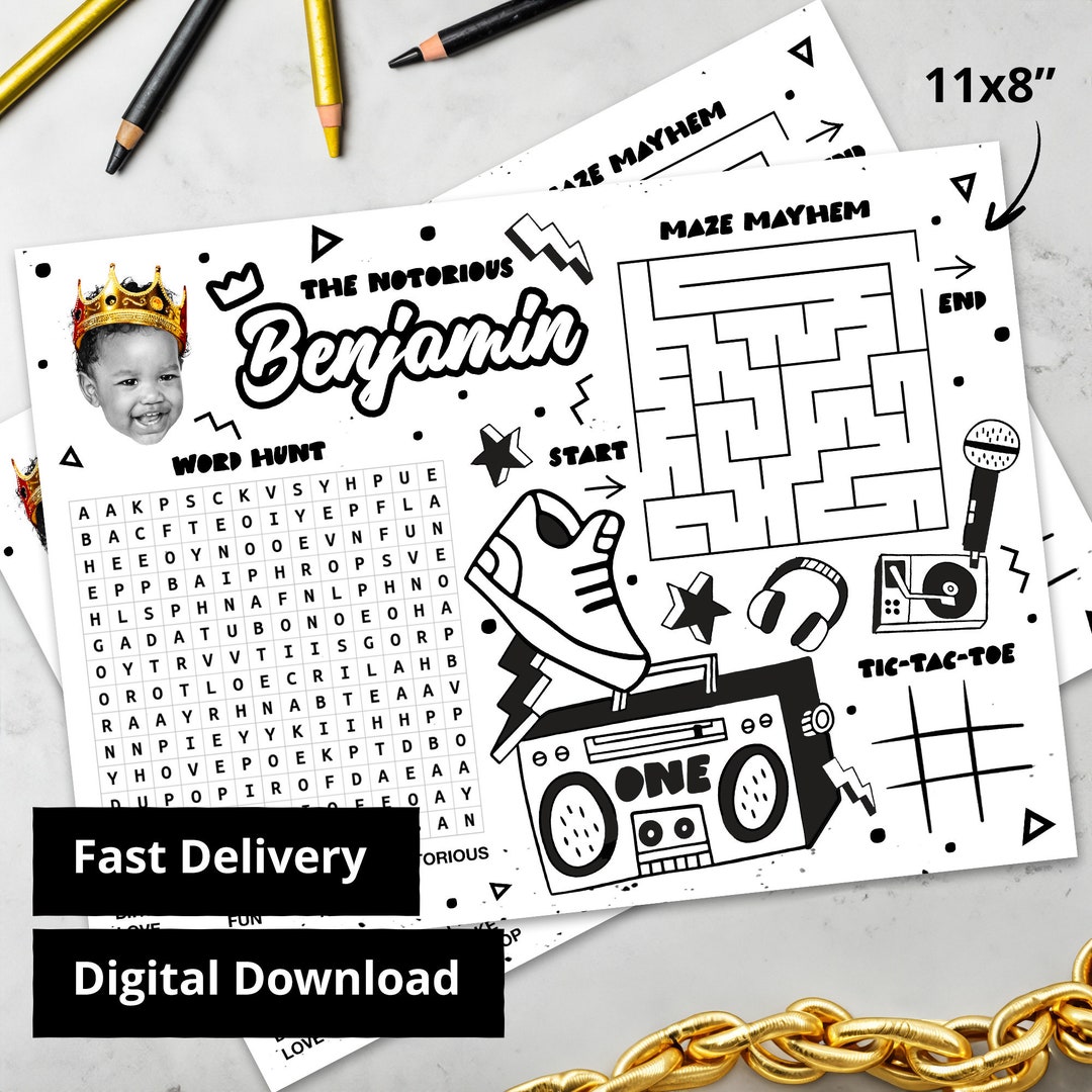 The Notorious Activity Sheets Birthday, Coloring Sheet, Birthday Hip ...