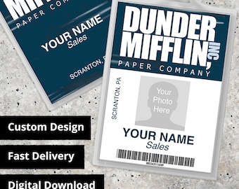 The Office Dwight Schrute Dunder Mifflin ID Badge Cosplay Costume Name ...