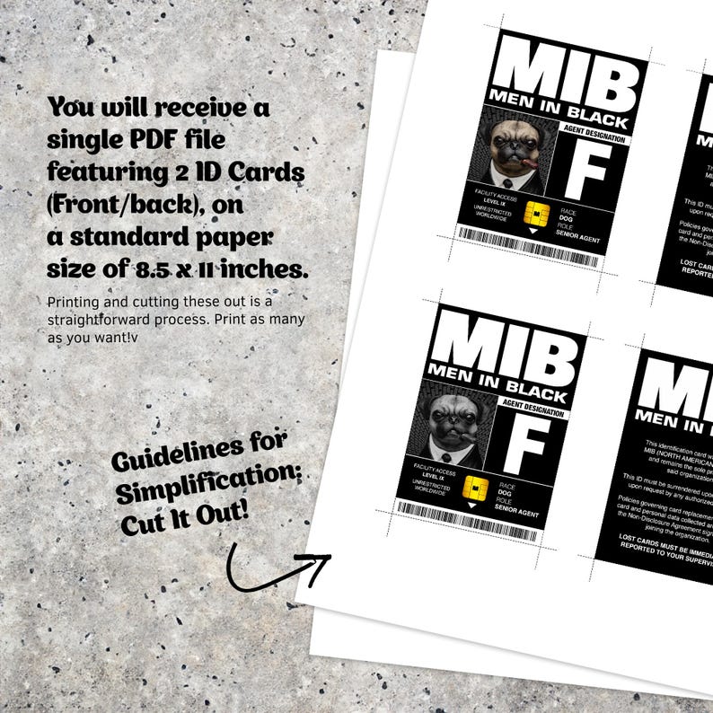 MIB Agent F Frank the Pug Men in Black ID Card - Replica Prop ...