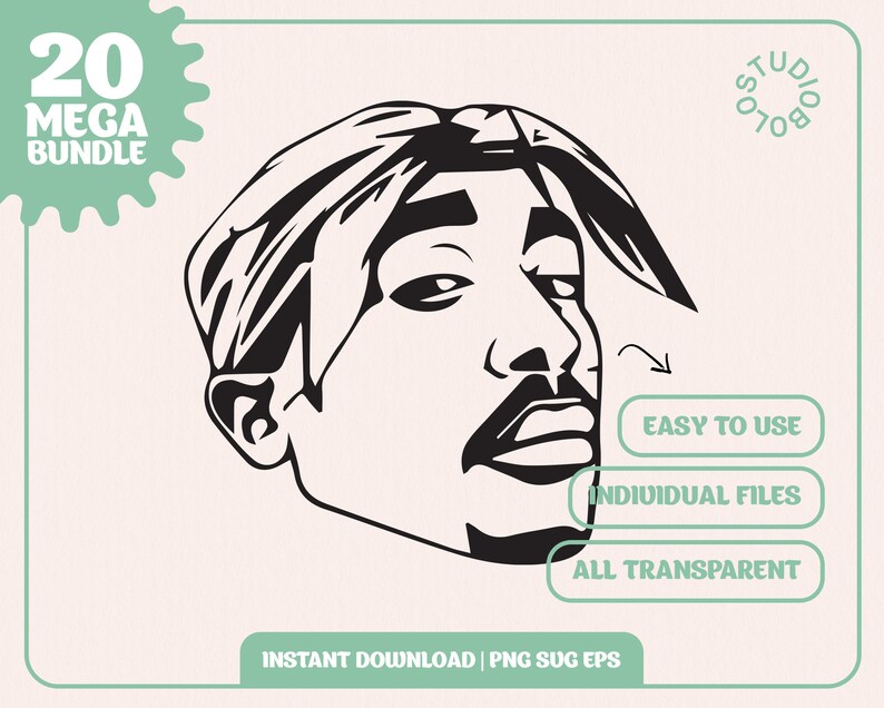 Tupac Mega Svg Bundle Pack 20 Illustrations 2pac Cut File - Etsy