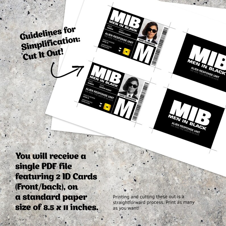MIB Agent M Men in Black ID Card Landscape Horizontal - Replica Prop ...
