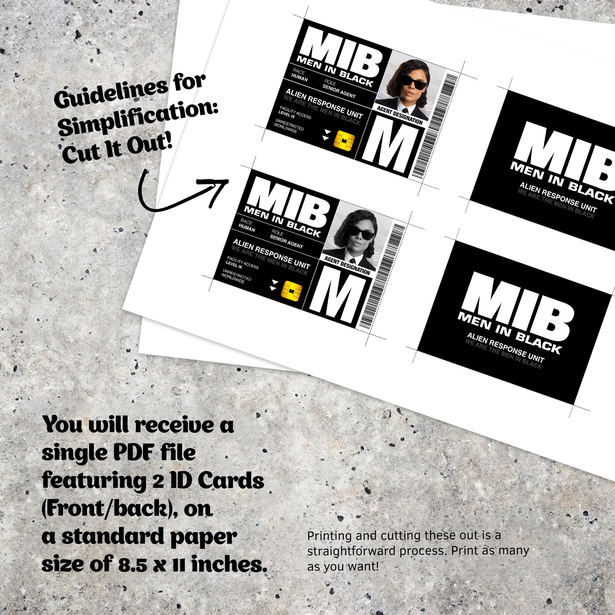 MIB Agent M Men in Black ID Card Landscape Horizontal - Replica Prop ...