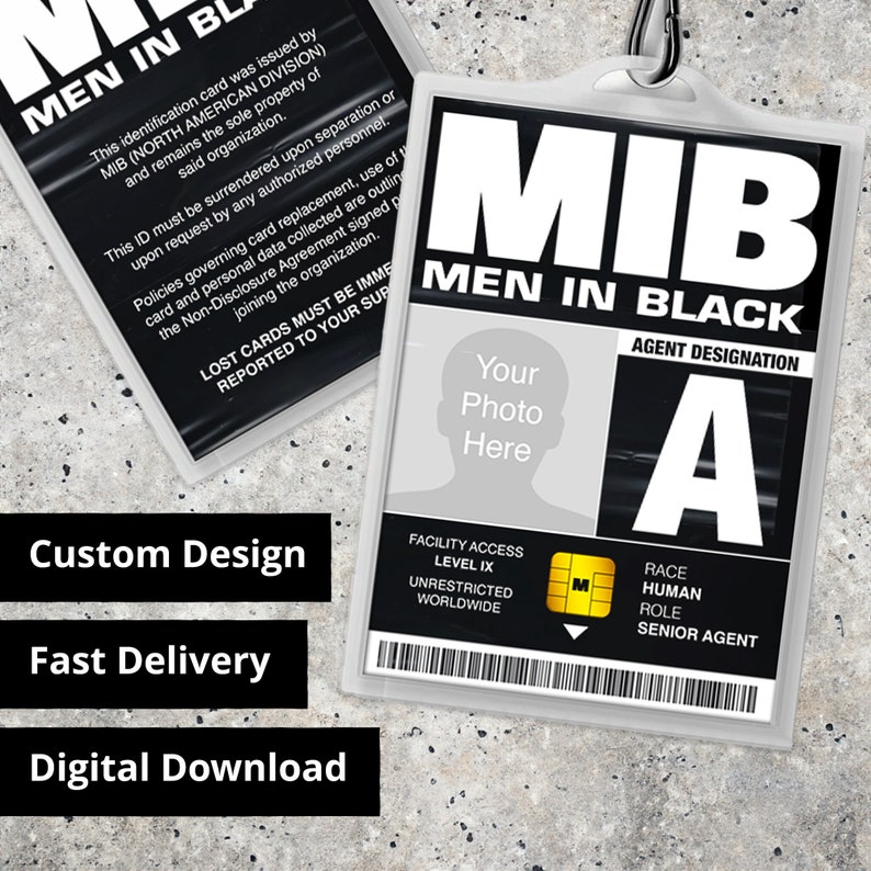 Tarjeta de identificación personalizada de Hombres de Negro (MIB ...