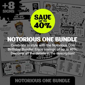 The Notorious One Birthday Signs 8x10 and 5x7 Digital Printable Party Decor Instant Download Big ...