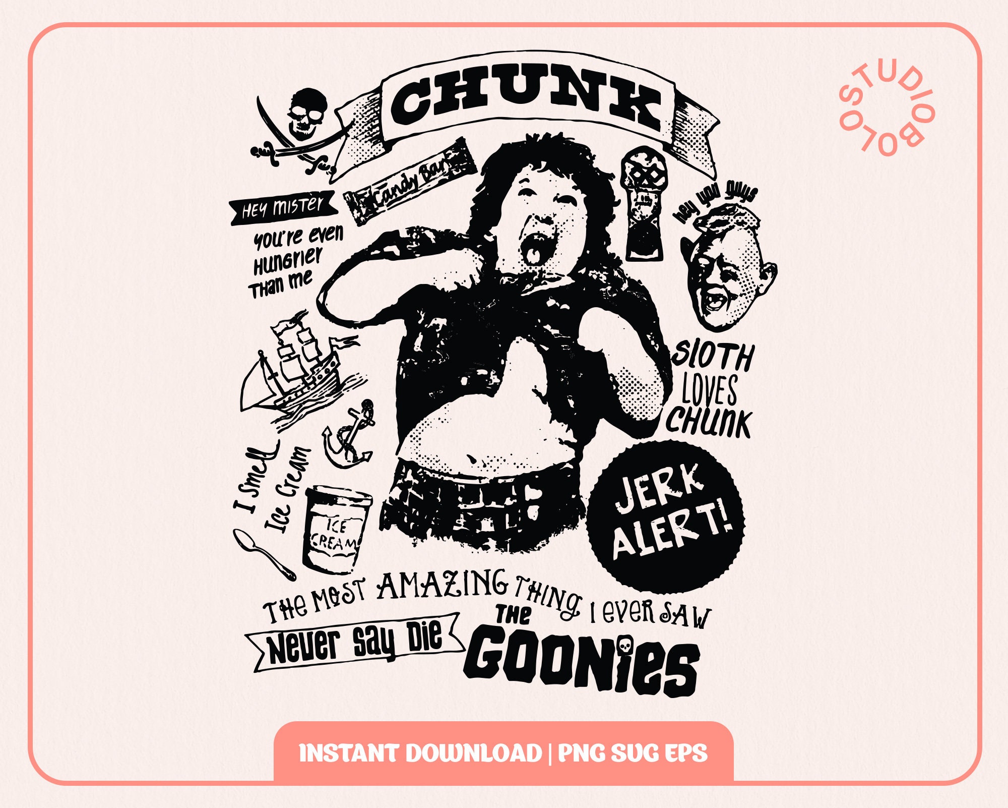 Chunk Jerk Alert The Goonies 80s Illustration Svg Png PDF Eps - Etsy México