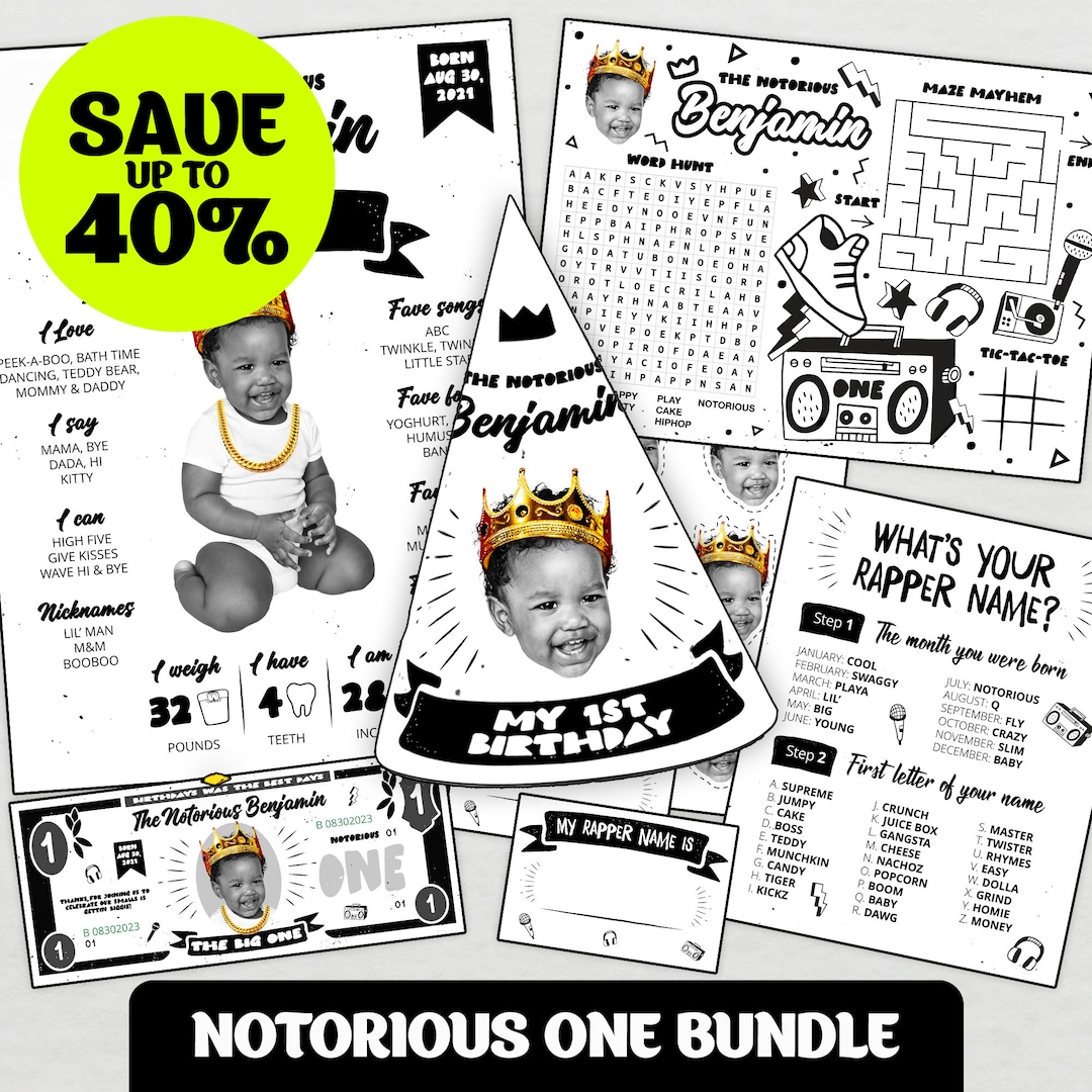 Notorious One Birthday Decor Bundle, Notorious Party Pack, Printable the Big One Party ...