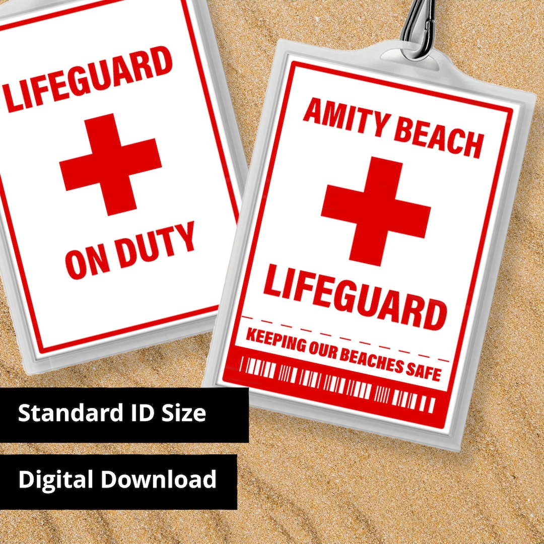 Lifeguard Amity Beach Jaws ID Badge Cosplay & Costume Name Tag Replica Prop - Printable PDF File ...
